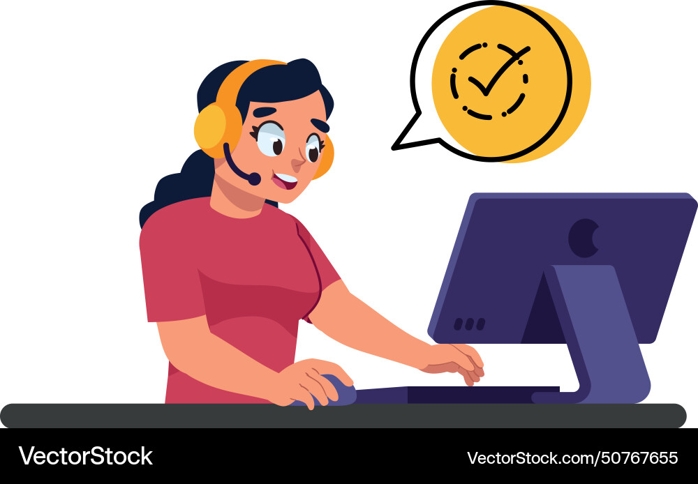 Customer support agent woman Royalty Free Vector Image