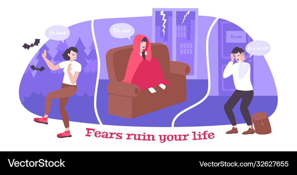 Fears ruin your life Royalty Free Vector Image