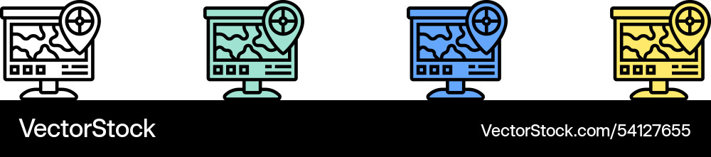 Geography Icon Outline Green Blue And Yellow Vector Image