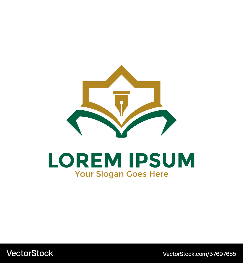 Islamic learning logo design template Royalty Free Vector