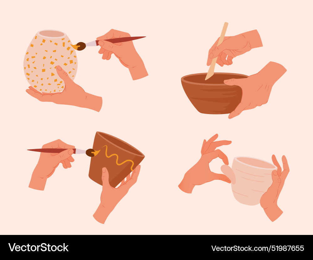 Potters hands create ceramic make Royalty Free Vector Image