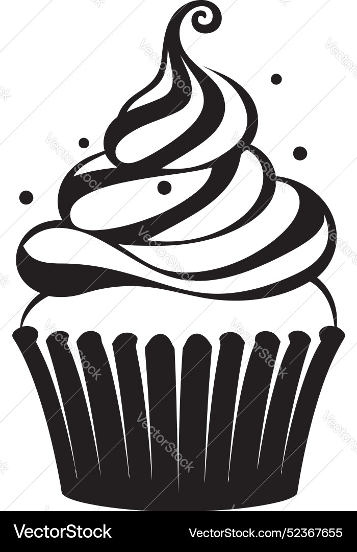 Sugar coated elegance black cupcake icon whipped Vector Image