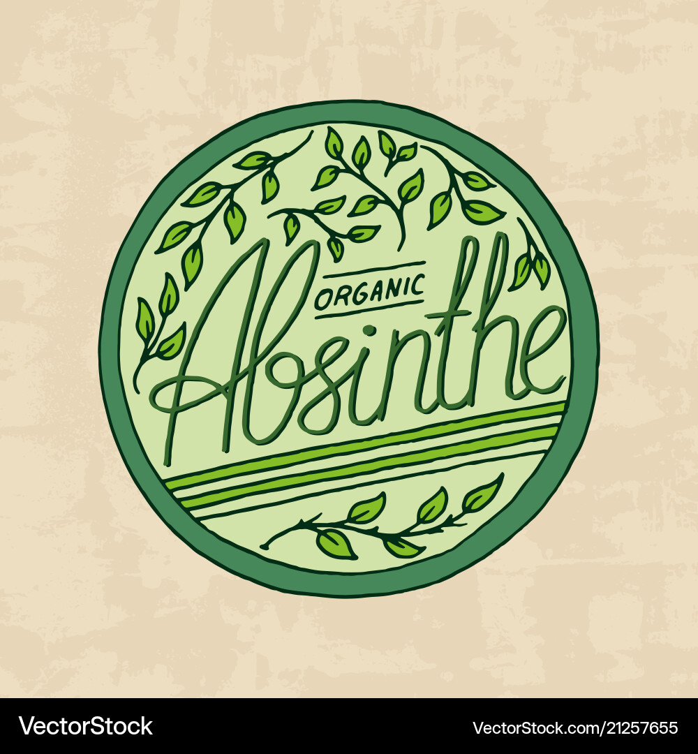Vintage absinthe label badge strong alcohol logo Vector Image