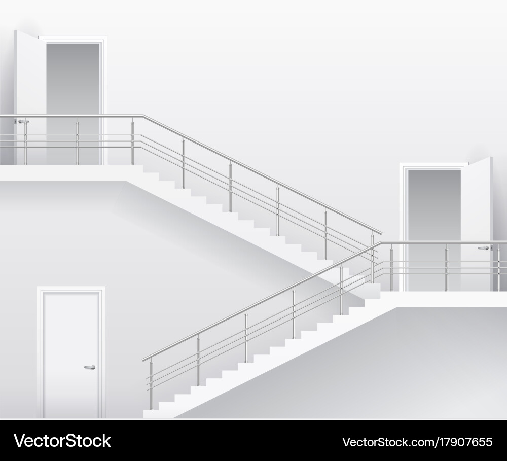 White Interior Staircase Royalty Free Vector Image