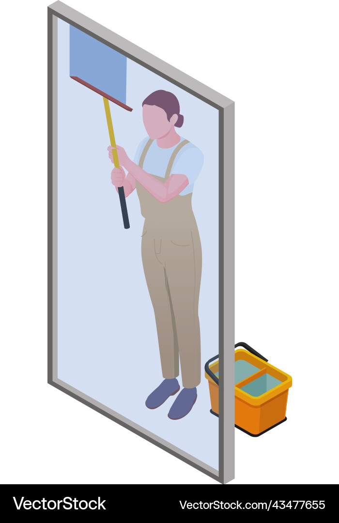 Woman washing window composition Royalty Free Vector Image