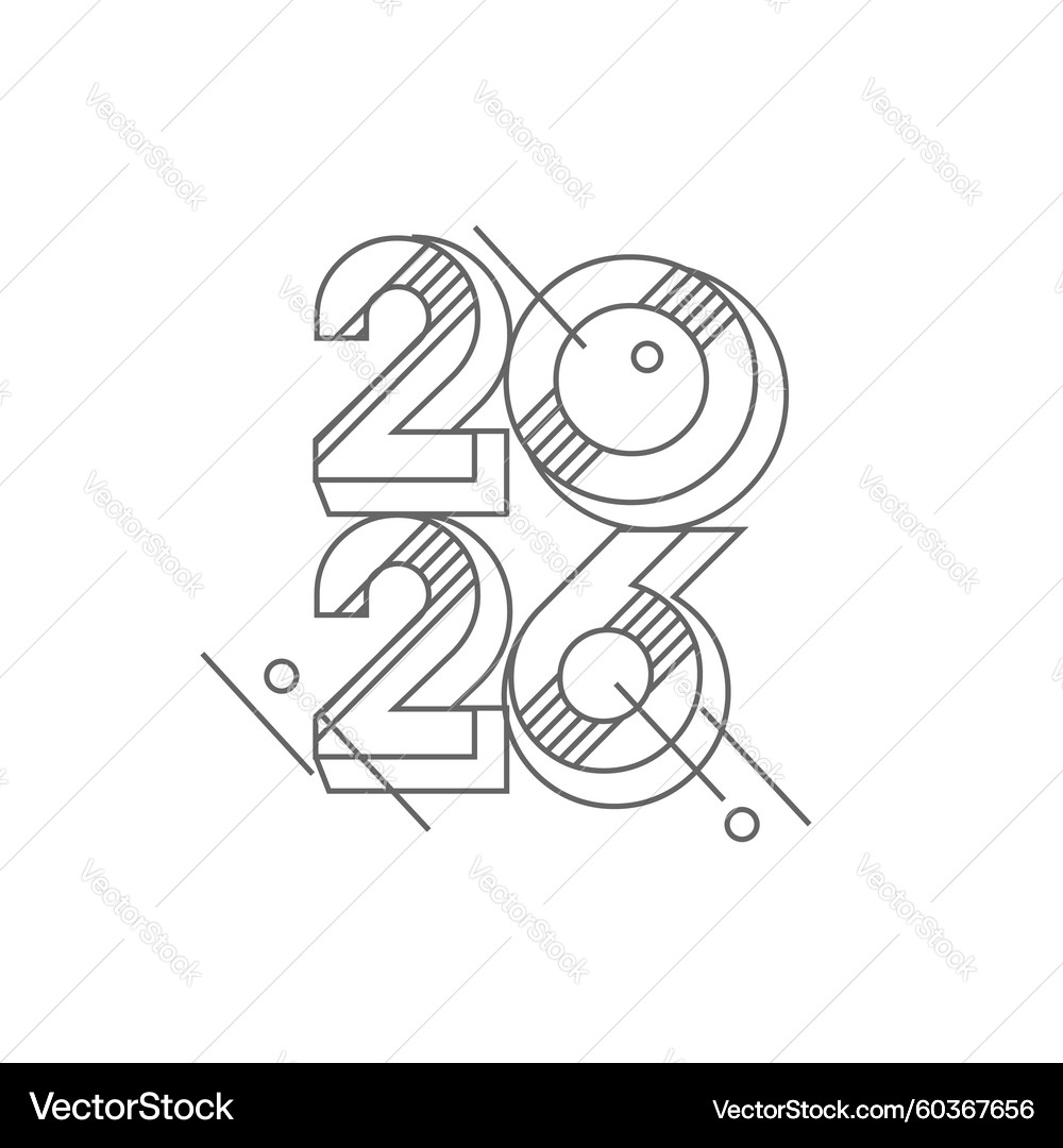 2026 Line Art Year Number Royalty Free Vector Image