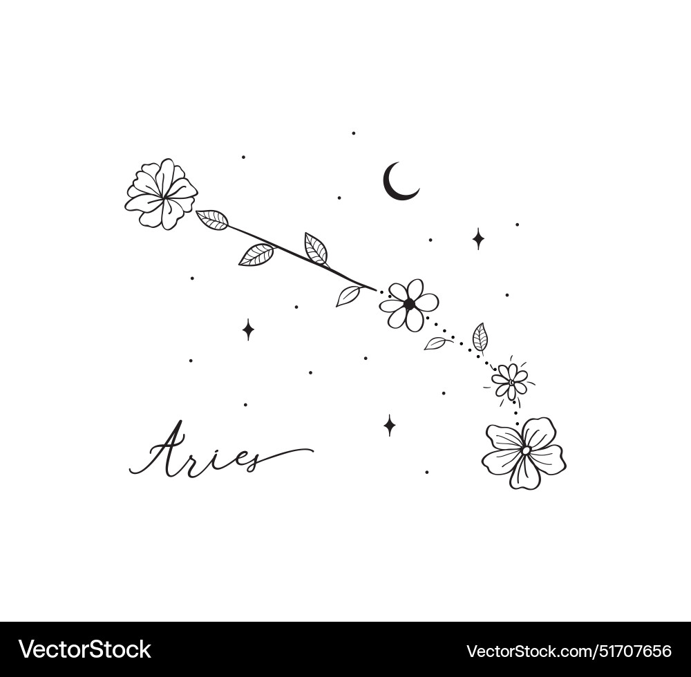 Aries constellation with hand drawn doodle Vector Image