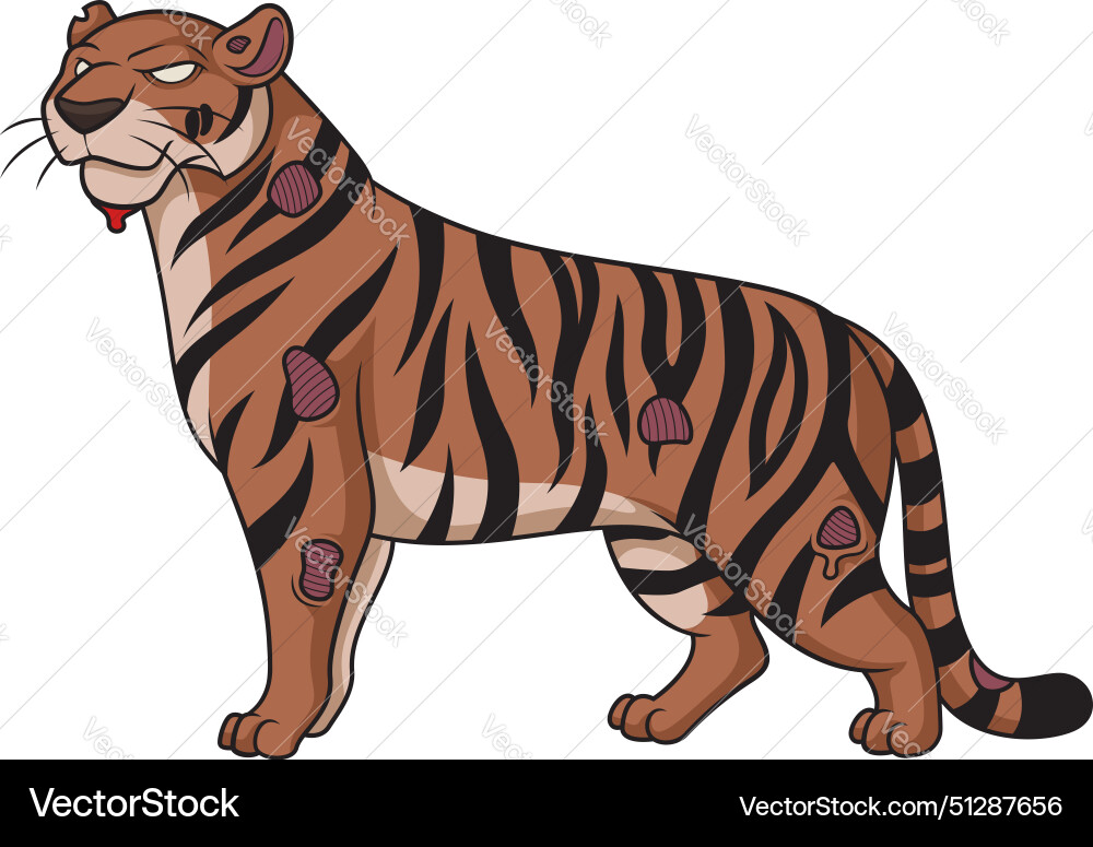 Creepy zombie tiger Royalty Free Vector Image - VectorStock