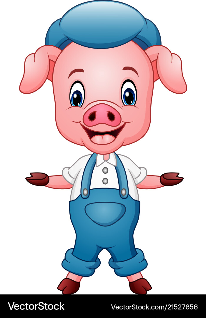 Cute pig cartoon waving Royalty Free Vector Image