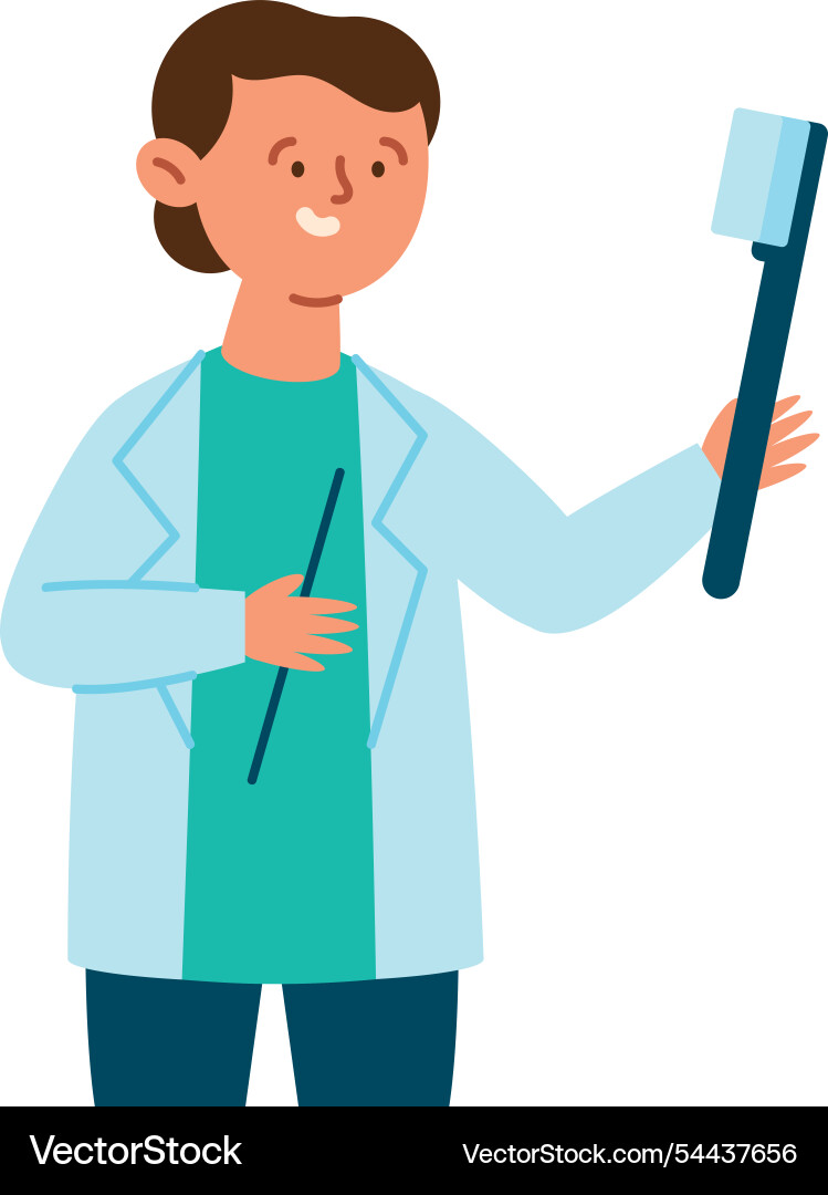 Dentist man with toothbrush Royalty Free Vector Image