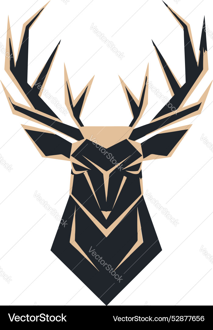 Elegant wilderness black deer emblem Royalty Free Vector