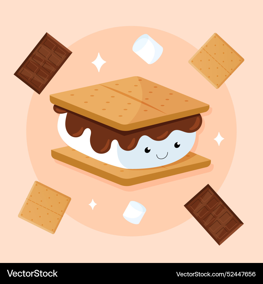 Flat delicious smore set Royalty Free Vector Image