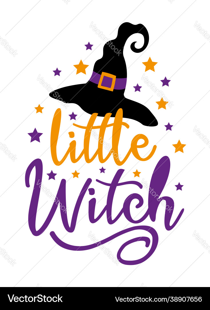 Little witch - cute witchs hat and stars Vector Image
