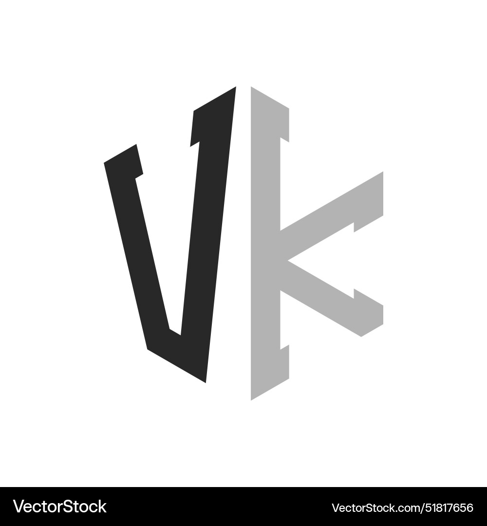 Modern unique hexagon letter vk logo design Vector Image