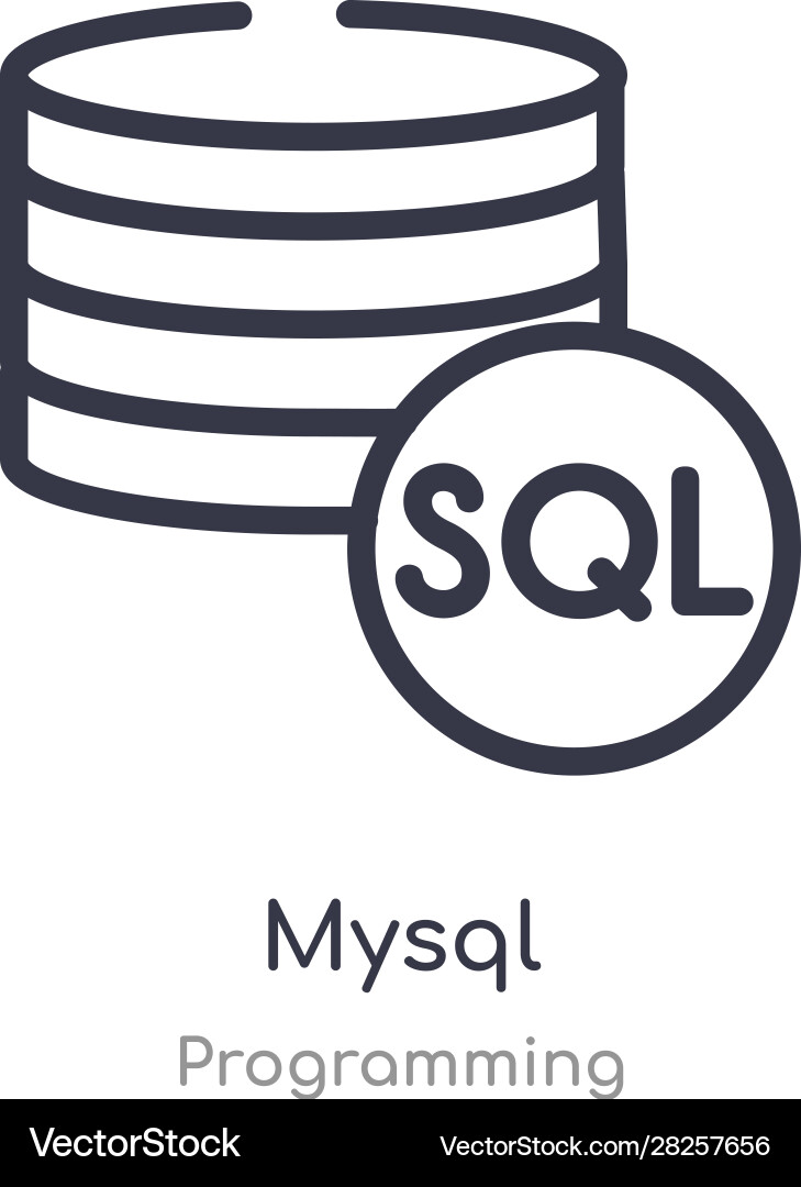 Mysql outline icon isolated line from programming Vector Image