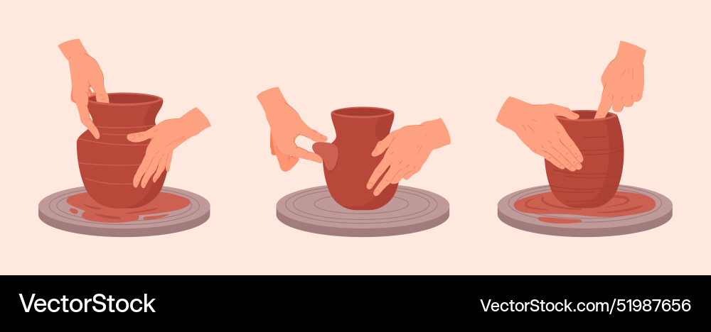Potters hands making pots pottery workshop Vector Image