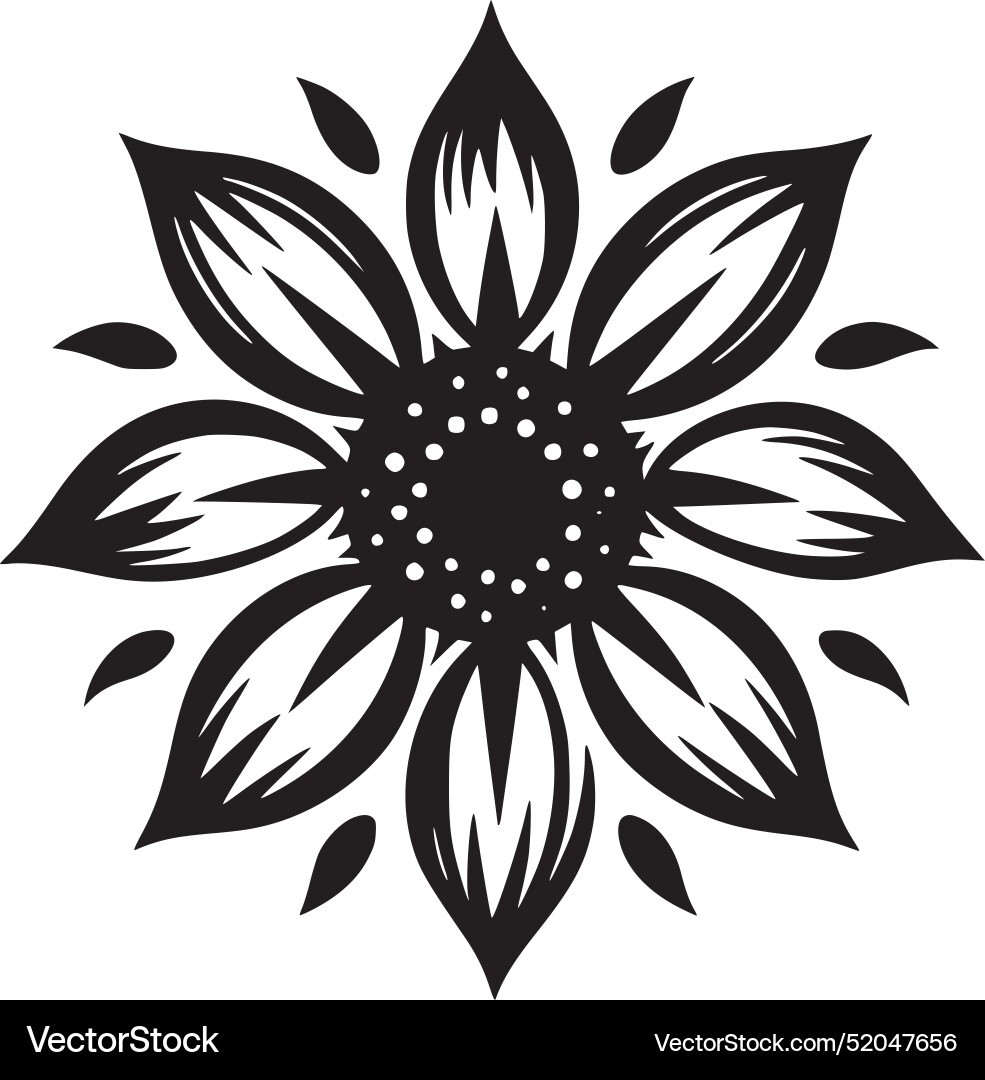 Sunflower - black and white isolated icon Vector Image