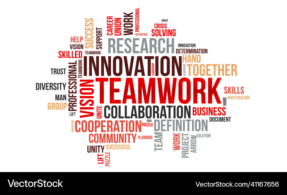 Teamwork word cloud template business concept Vector Image