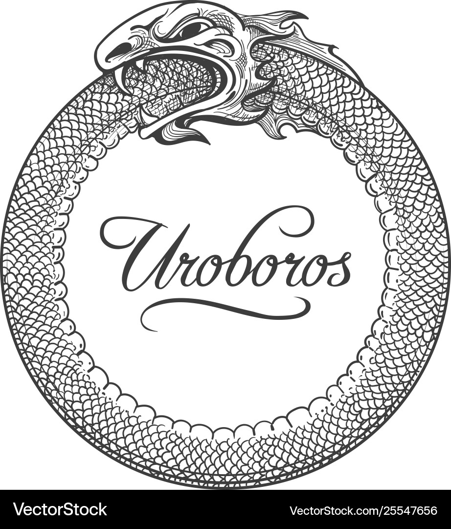 Uroboros engraving emblem Royalty Free Vector Image