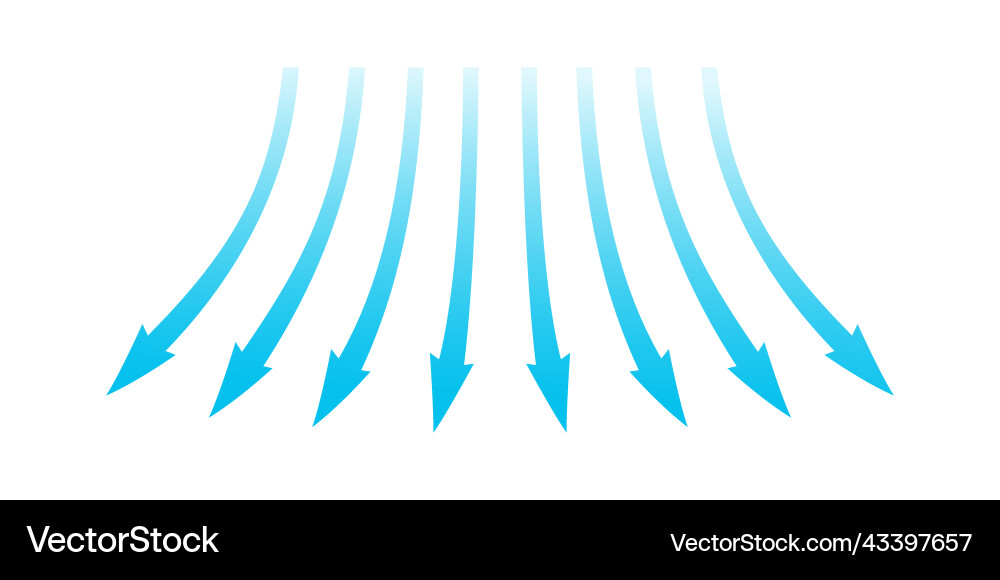 Air flow blue arrows showing direction of Vector Image
