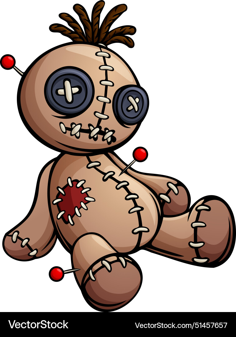 Cartoon voodoo doll isolated on white background Vector Image
