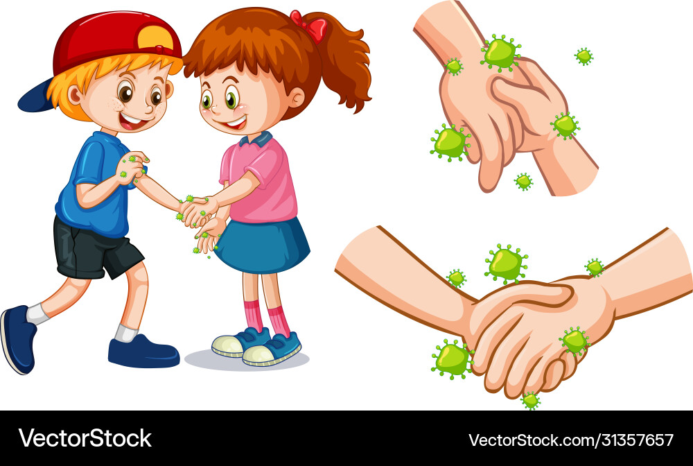 Children touch each other hands with germs Vector Image
