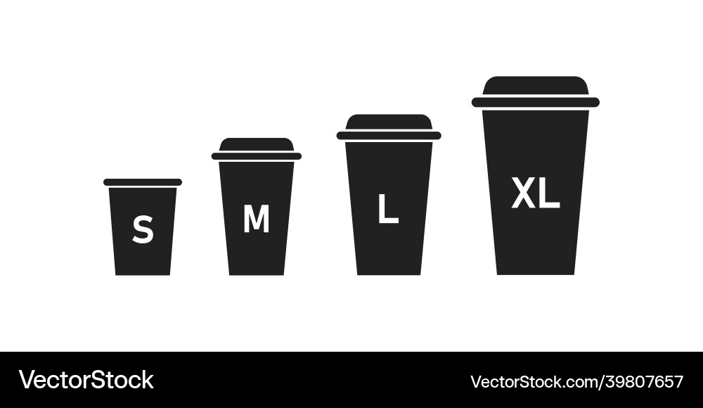 Coffee cup size icon set paper cafe design logo Vector Image