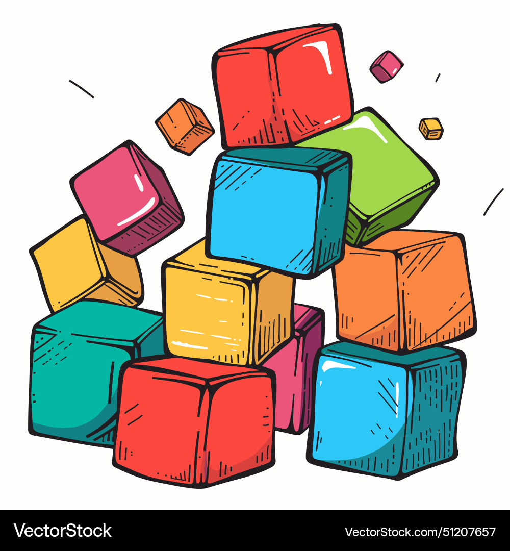 Colorful 3d cubes scattered playfully dynamic Vector Image