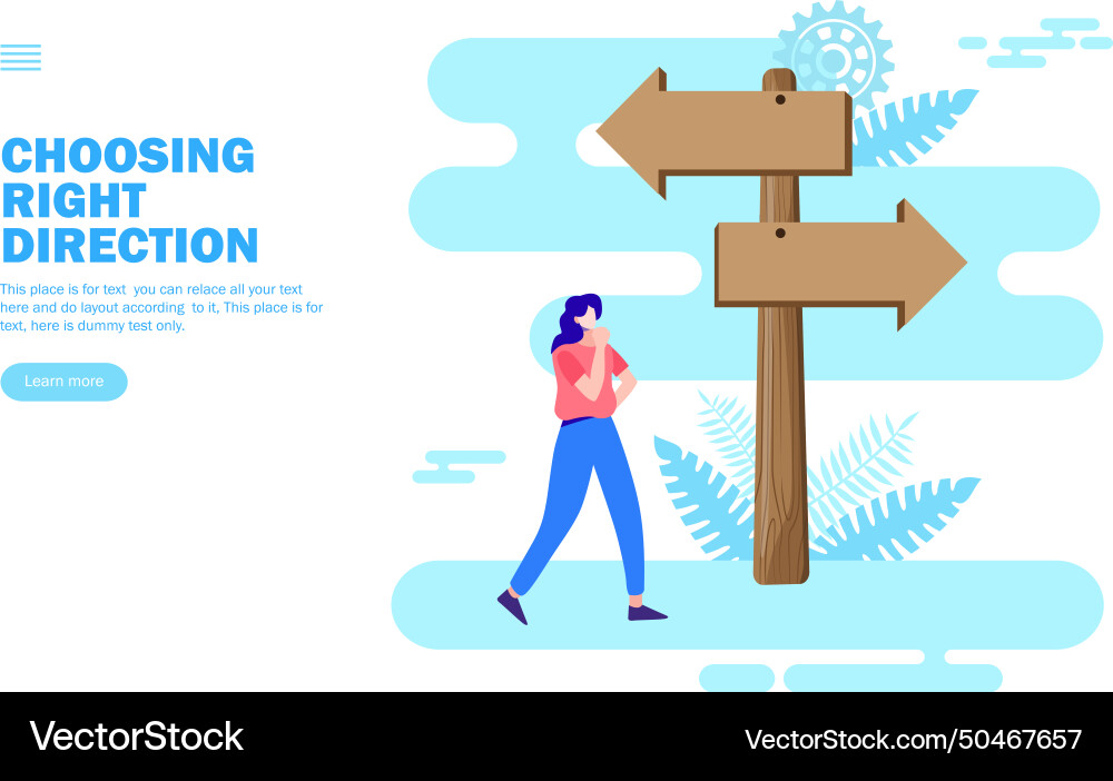 Confused person choosing direction path Royalty Free Vector