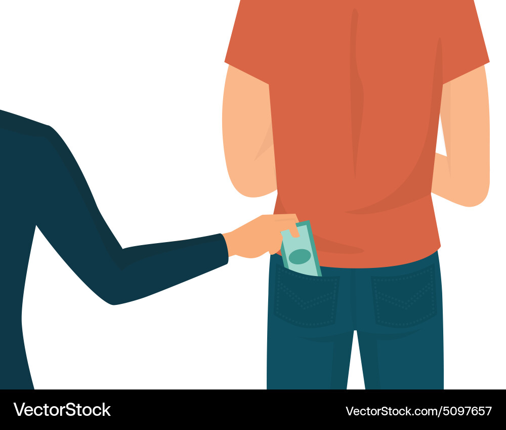 Criminal Hand Stealing Money Royalty Free Vector Image