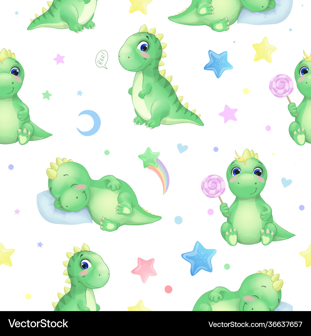 Cute Dinosaur Pattern Royalty Free Vector Image