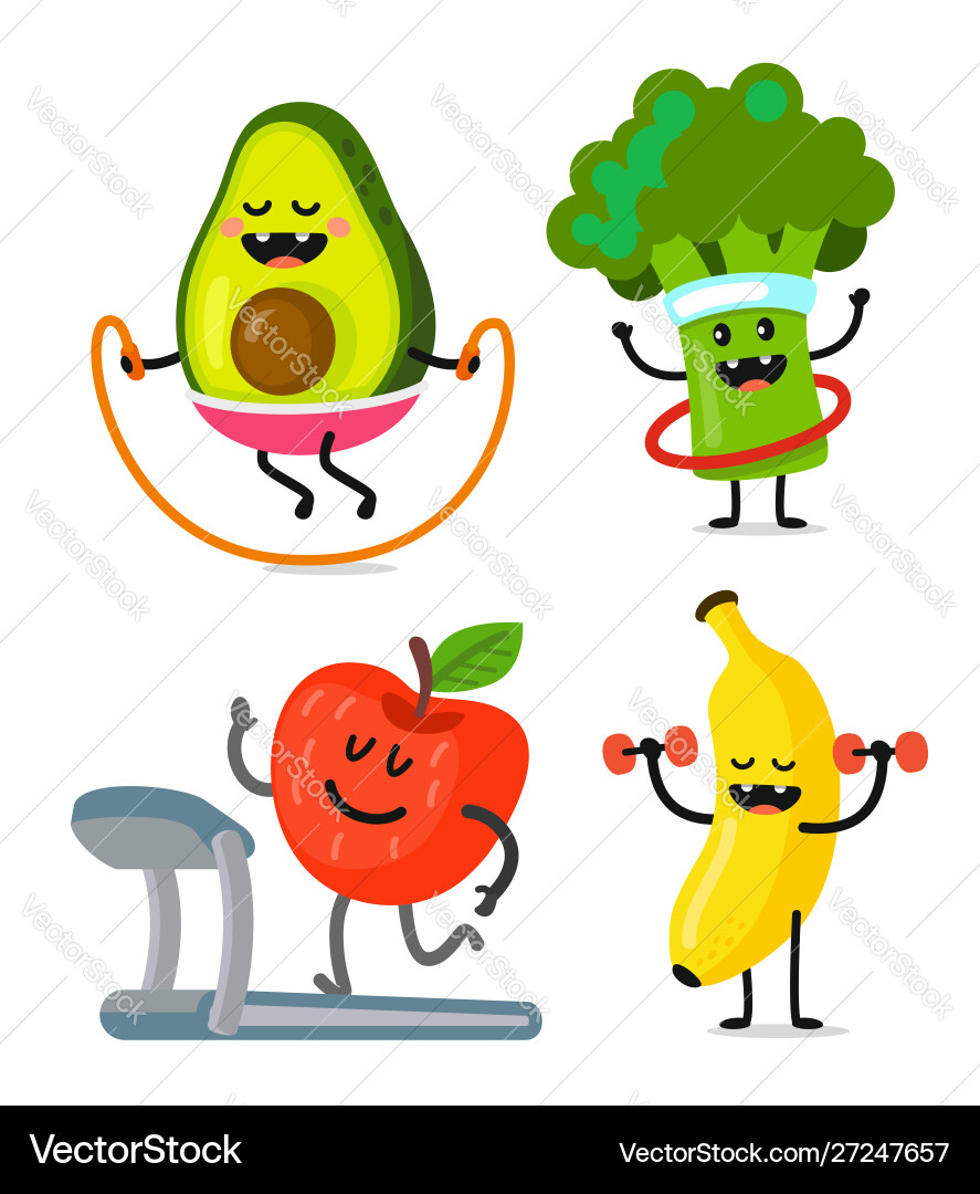 Fruits and Vegetables Playing Sports Royalty Free Vector