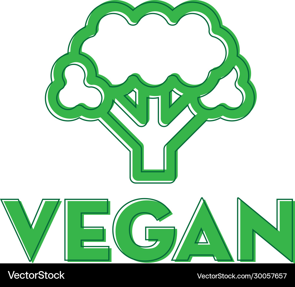 Green vegan sign with vegetables Royalty Free Vector Image