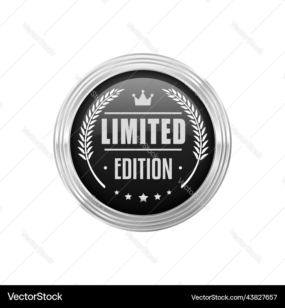 Limited edition silver badge and guarantee label Vector Image