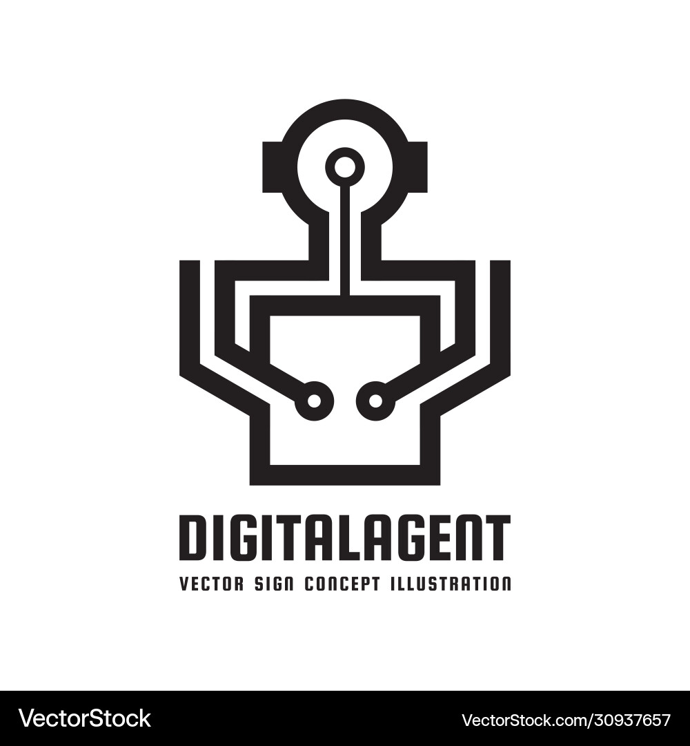 Robot Agent Logo - Futuristic Tech Royalty Free Vector Image