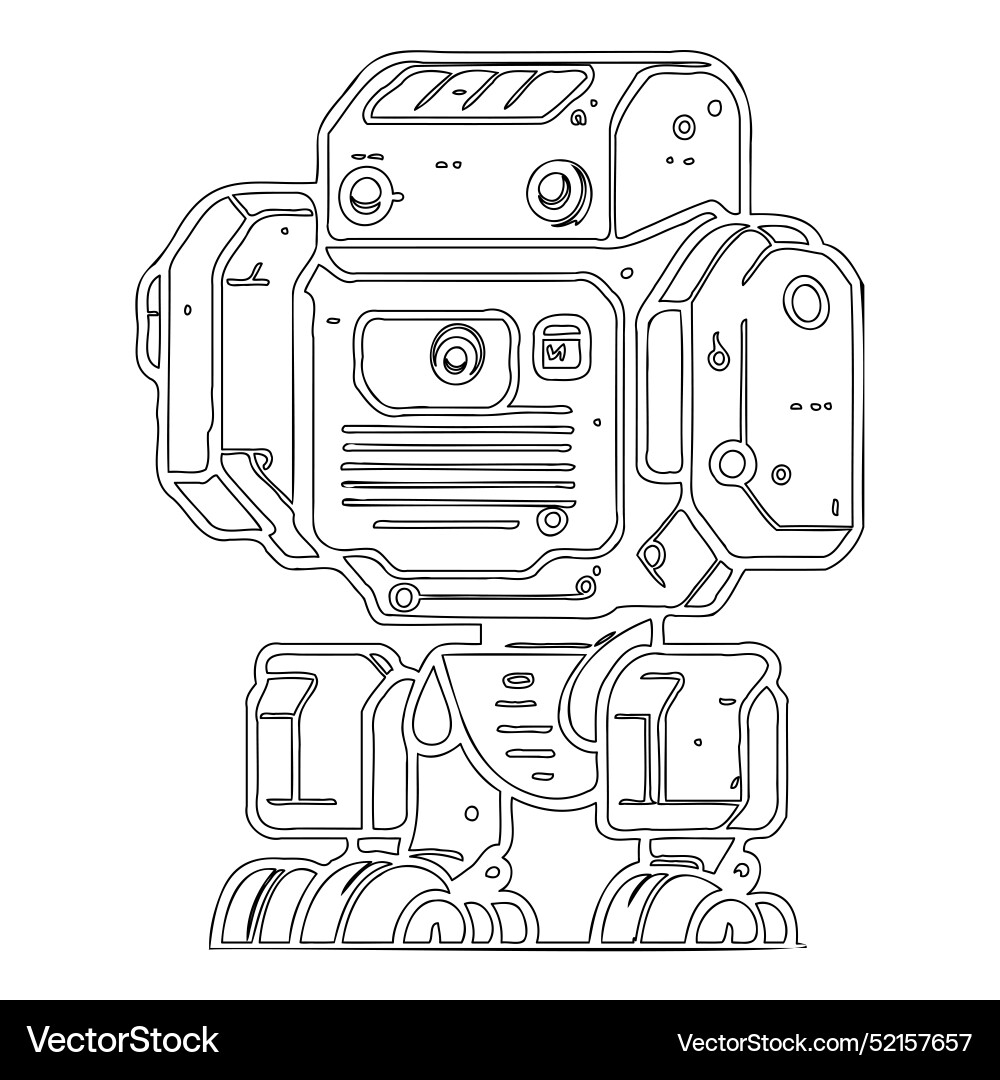 Robot outline sketch Royalty Free Vector Image