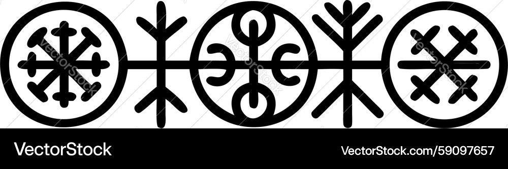 Slavic Pagan Border - Ancient Symbols Royalty Free Vector