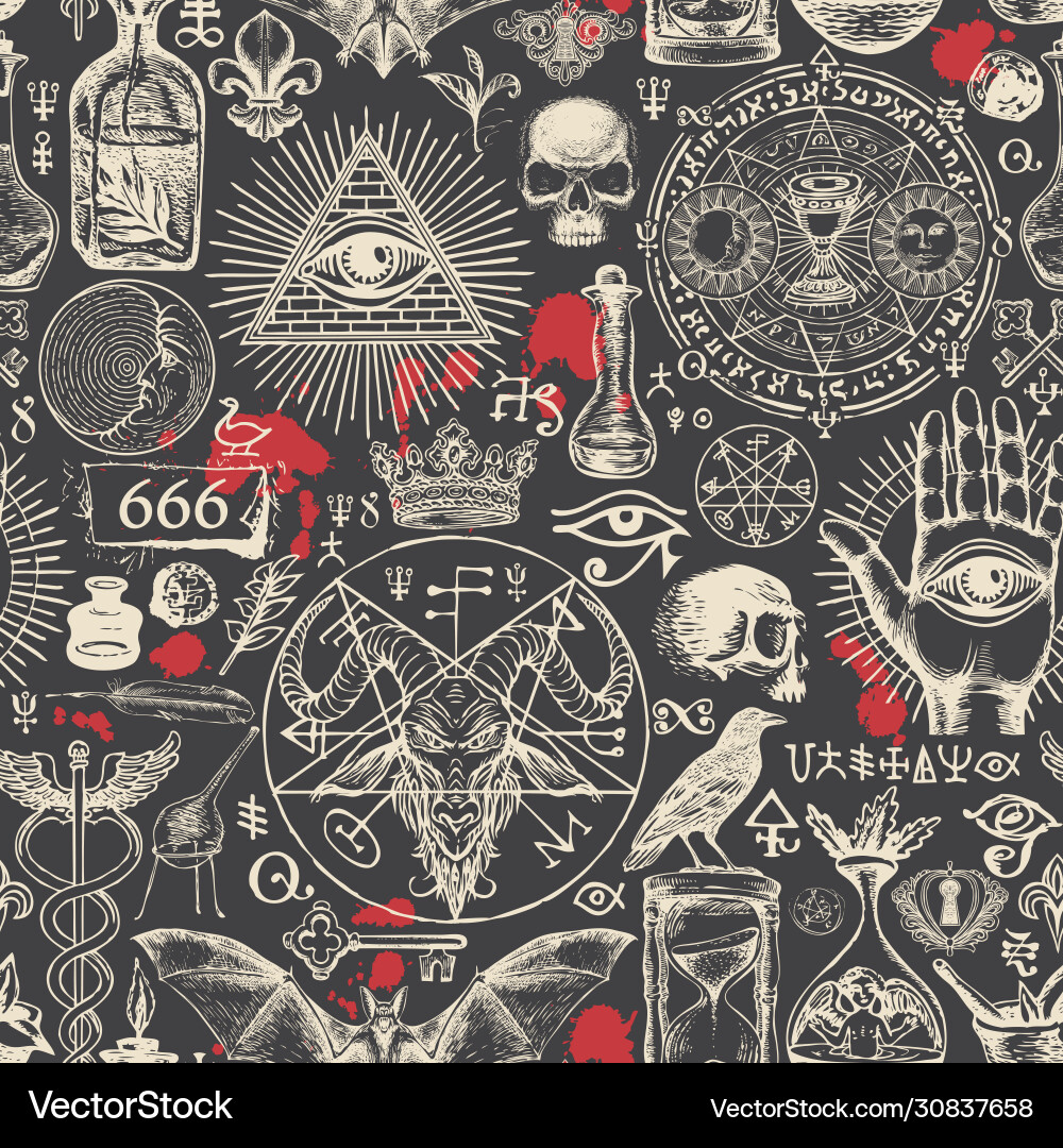 Abstract seamless pattern on a satanic theme Vector Image