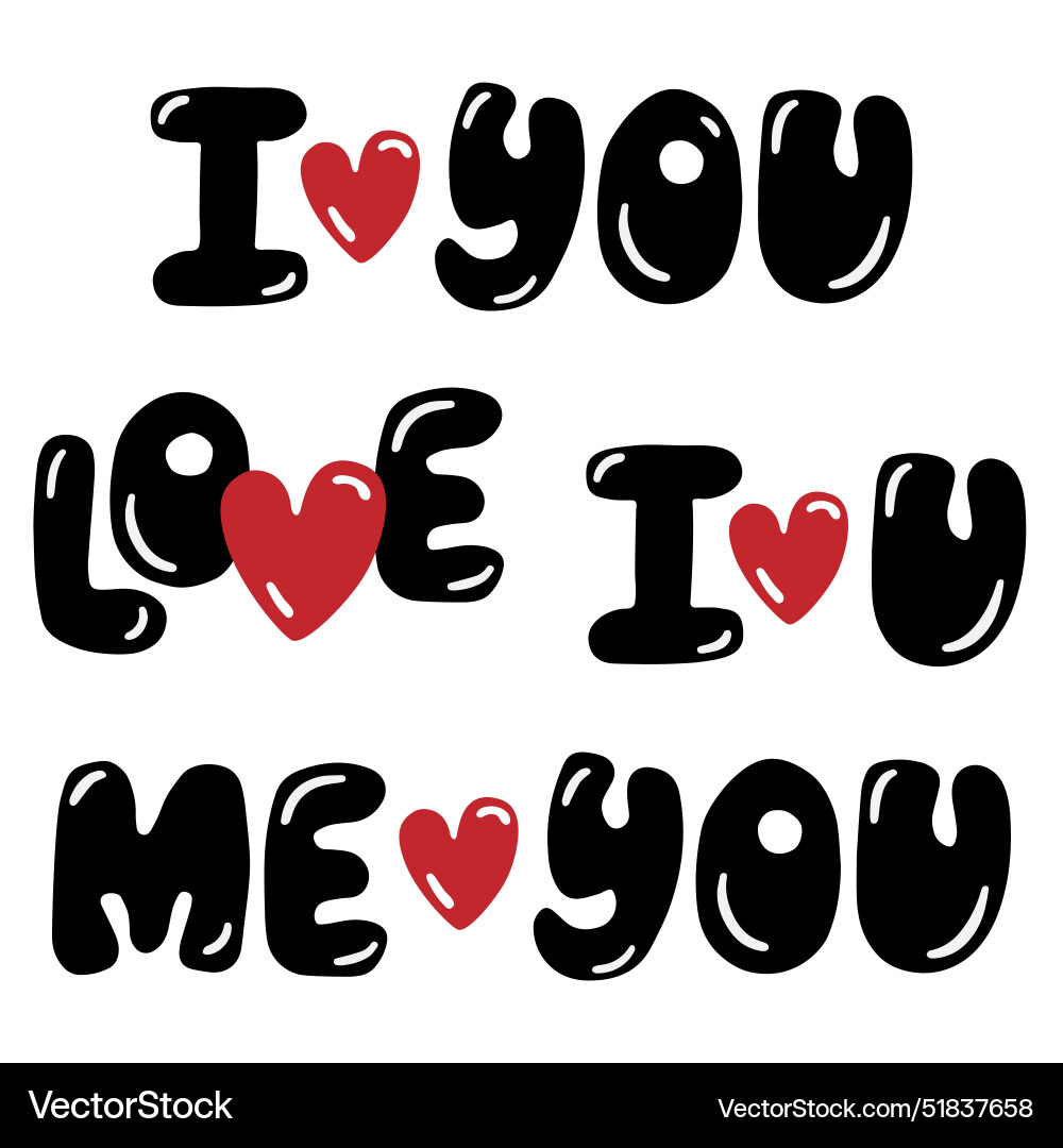 Black white red bold love quotes Royalty Free Vector Image