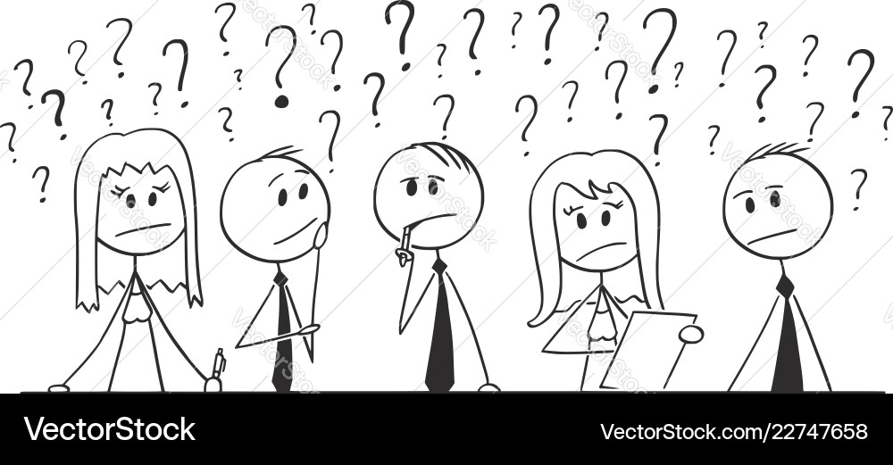 Cartoon group business people thinking Royalty Free Vector