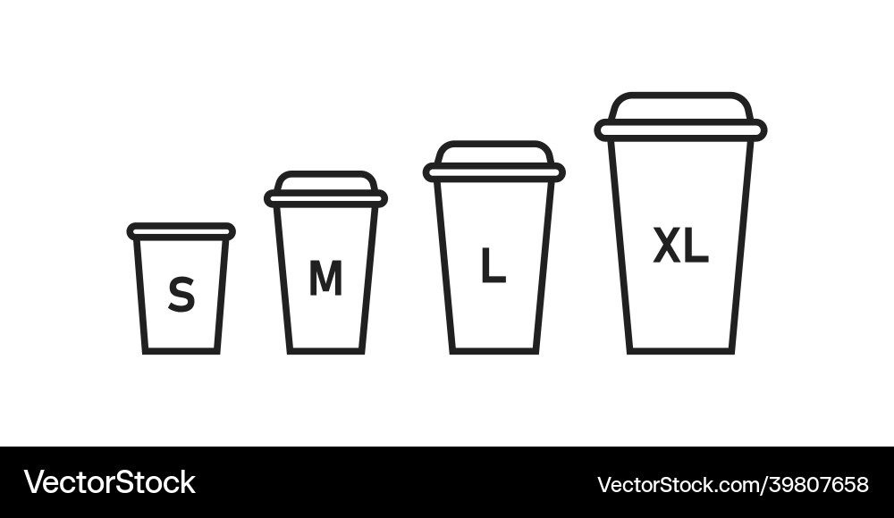 Coffee cup size icon set paper cafe design logo Vector Image