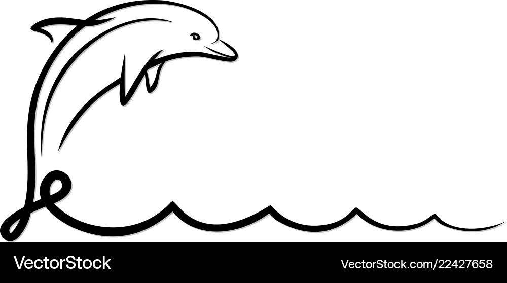 Dolphin with wave Royalty Free Vector Image - VectorStock