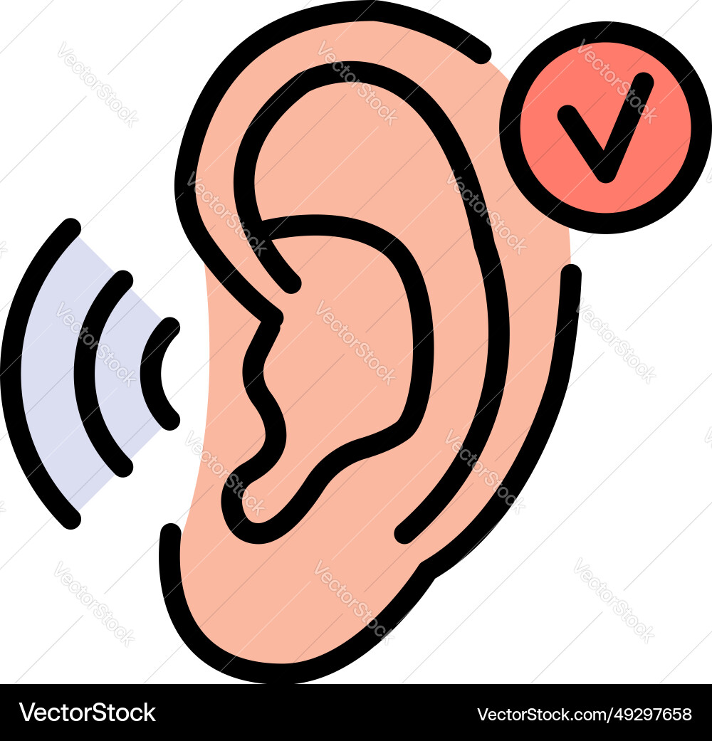 Ear icon hearing symbol simple flat design Vector Image
