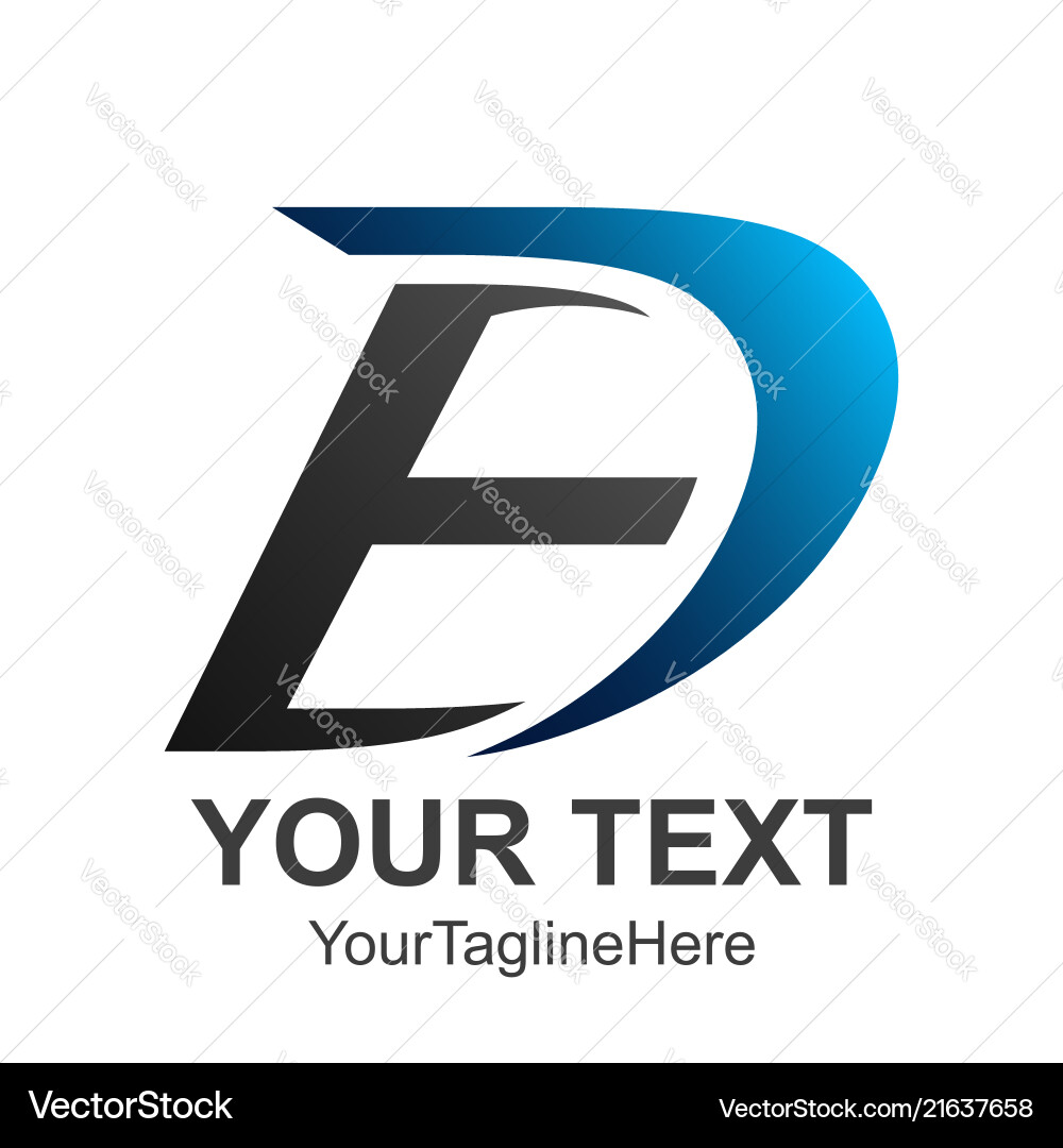 Ed e d letter logo design in blue and black Vector Image