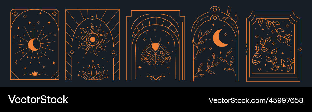 Esoteric flower arch celestial frame magic Vector Image