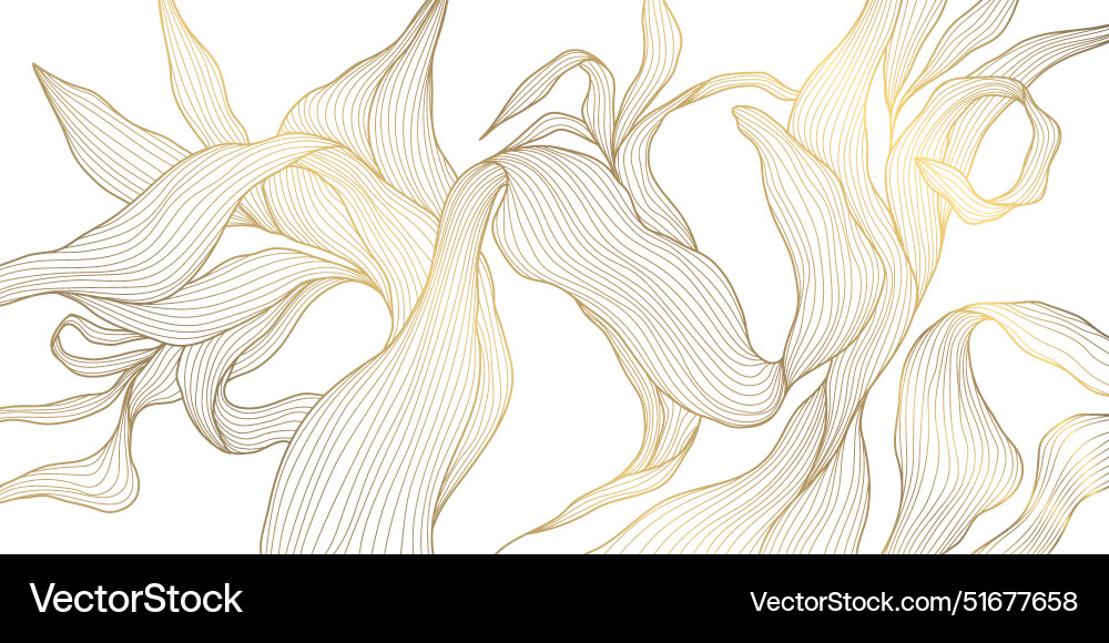Gold leaf pattern floral luxury wallpaper Vector Image