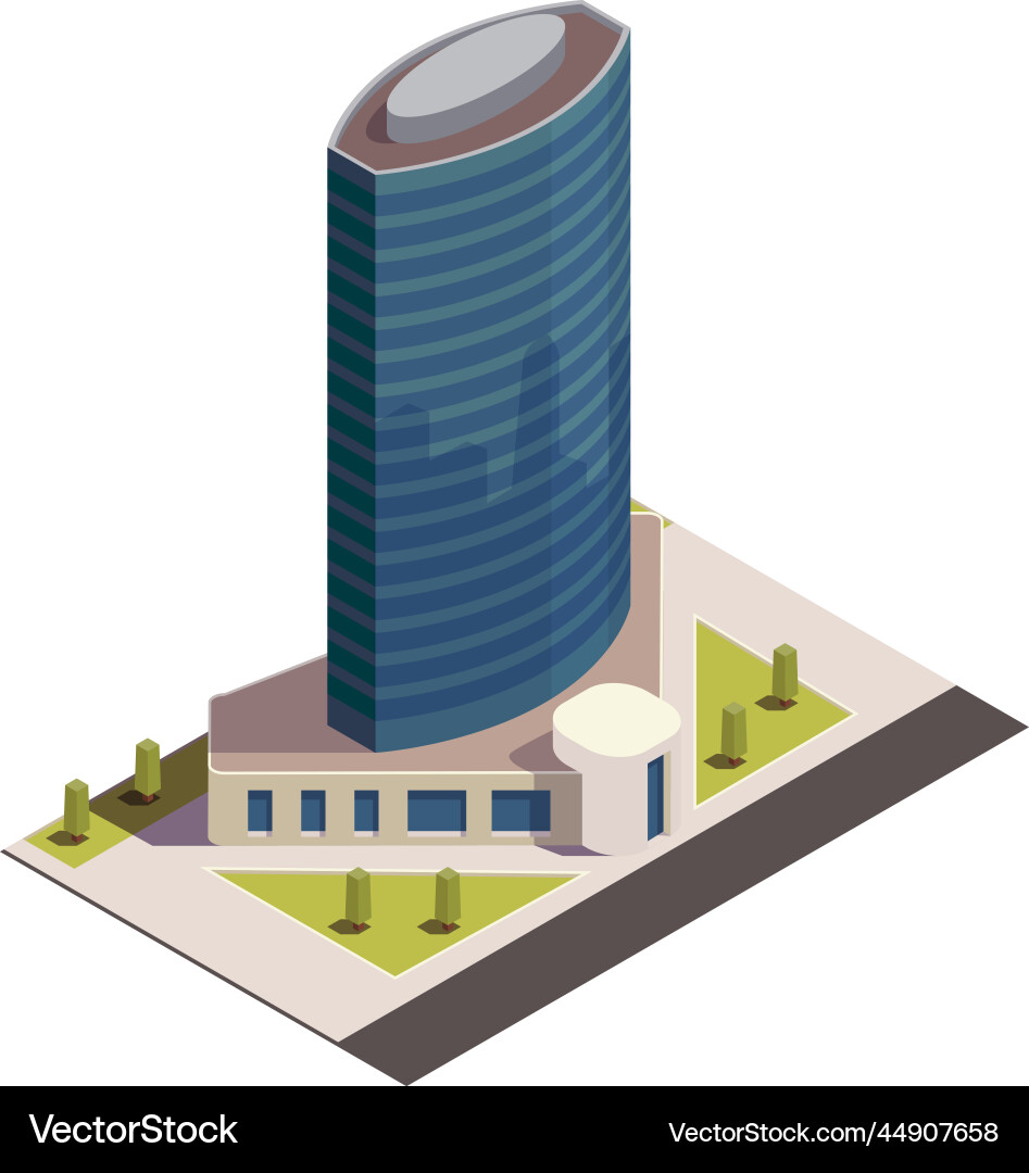Headquarters skyscraper isometric composition Vector Image