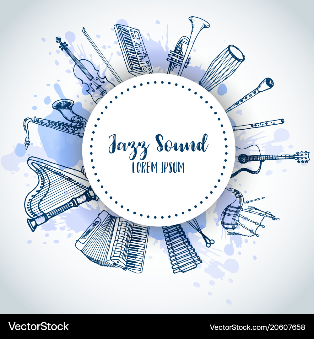 Jazz background music instruments banner design Vector Image