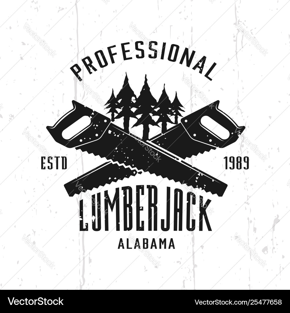Lumberjack monochrome emblem badge label Vector Image