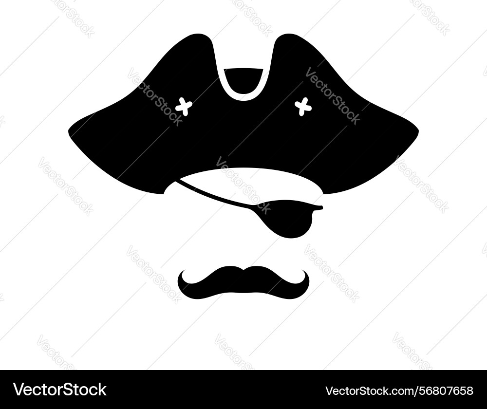 Pirate captain photo booth mask with tricorn hat Vector Image